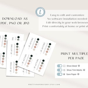 Editable Wedding Dress Code Insert Card, Modern Attire Card for Guests ...