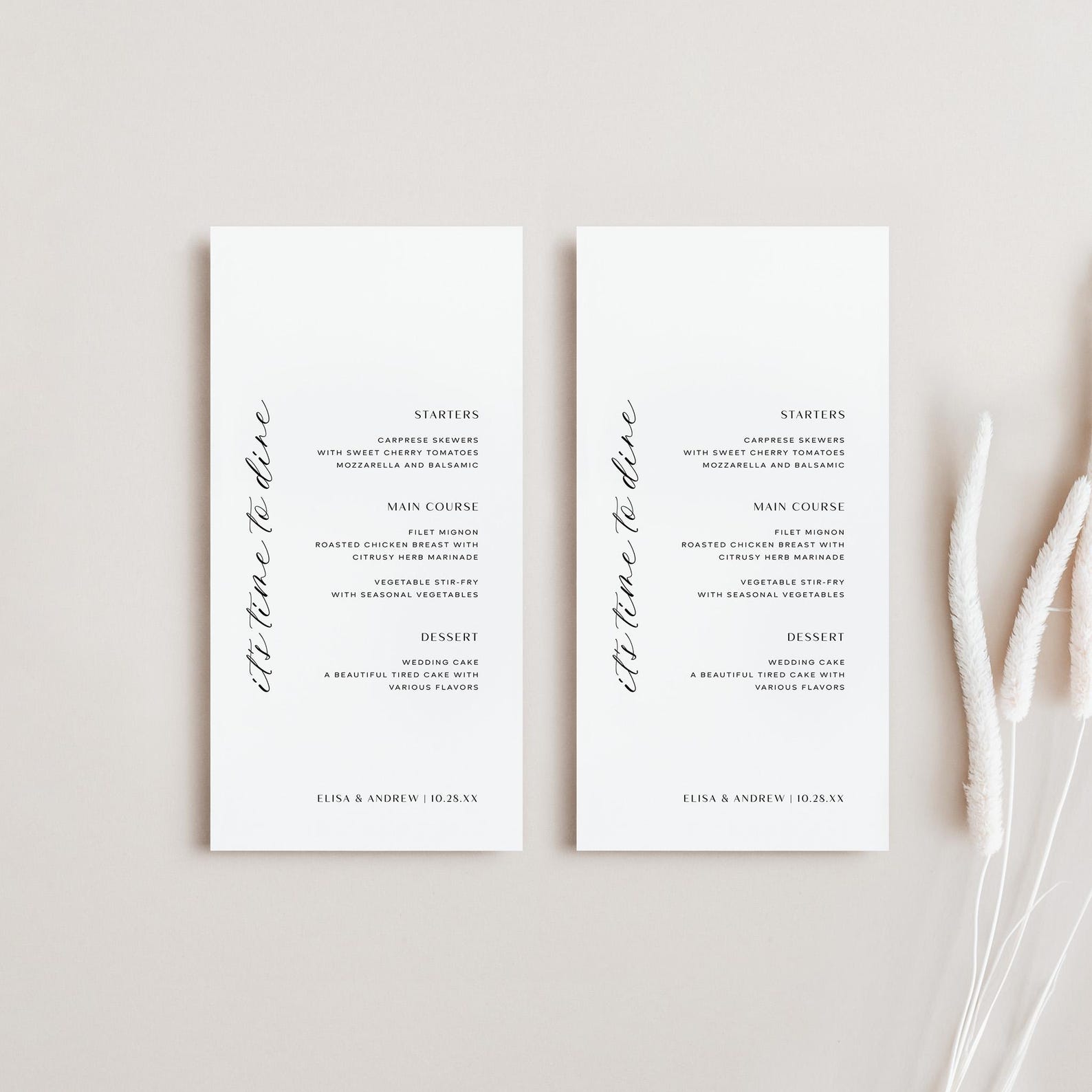 Editable Wedding Menu Template, Customizable DIY Buffet Card, Printable ...