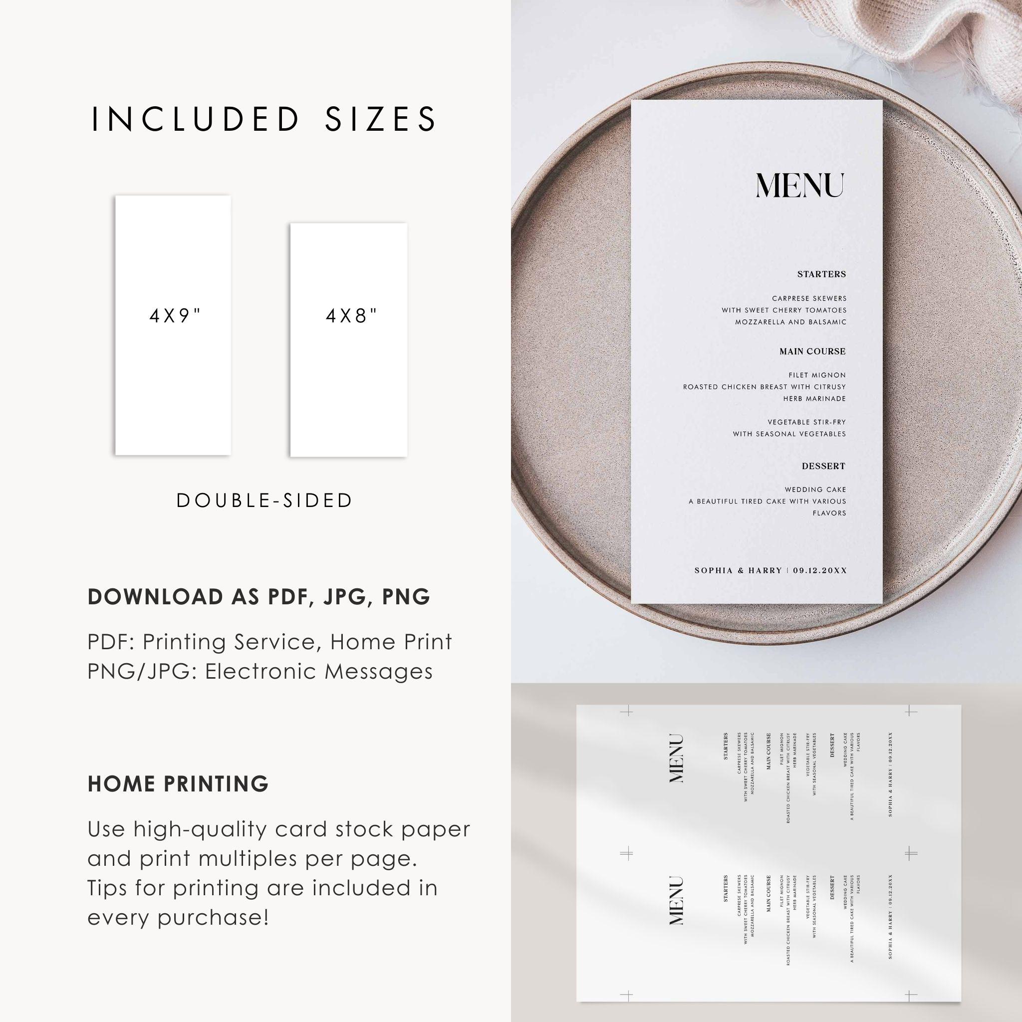 Editable Menu Dinner Card With Activity Games for Guests, Simple ...