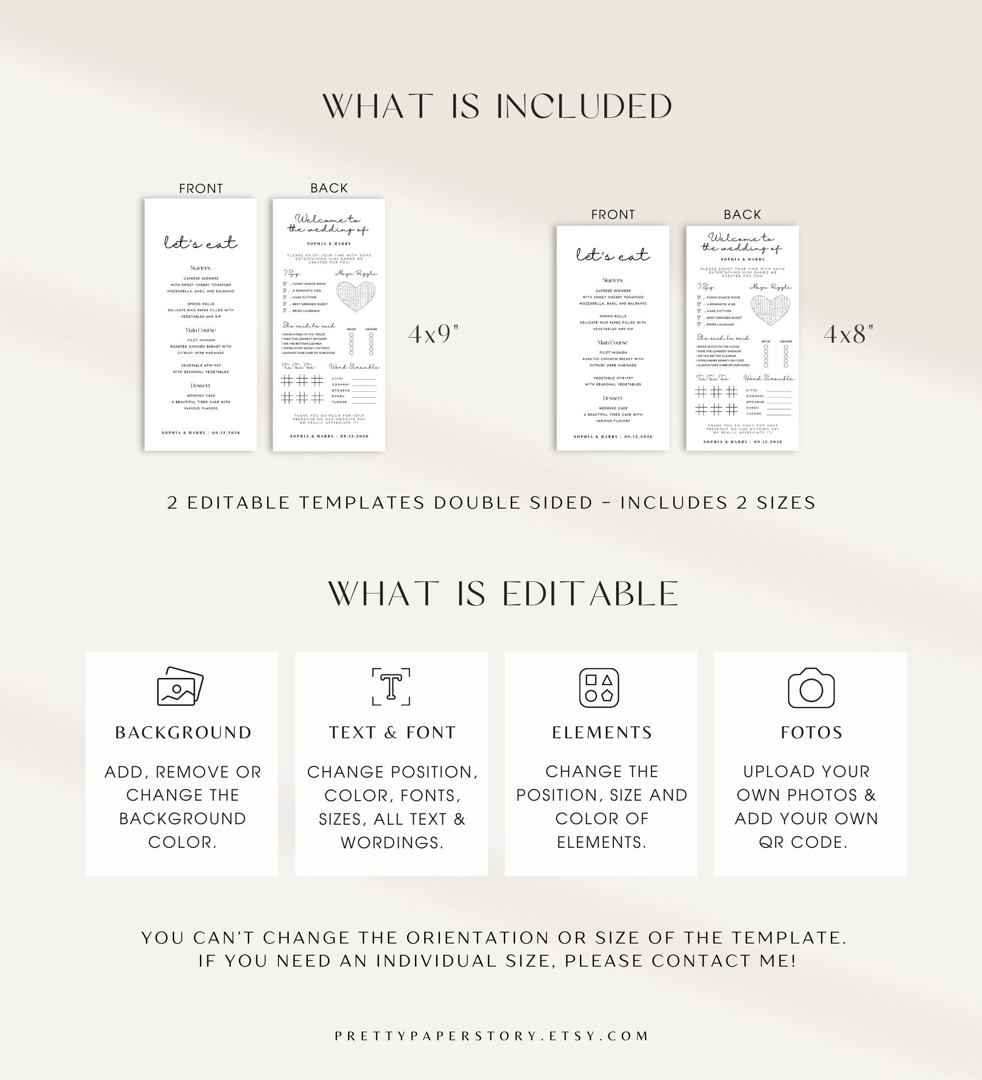 Wedding Menu With Table Games, Menu Template Reception Game ...