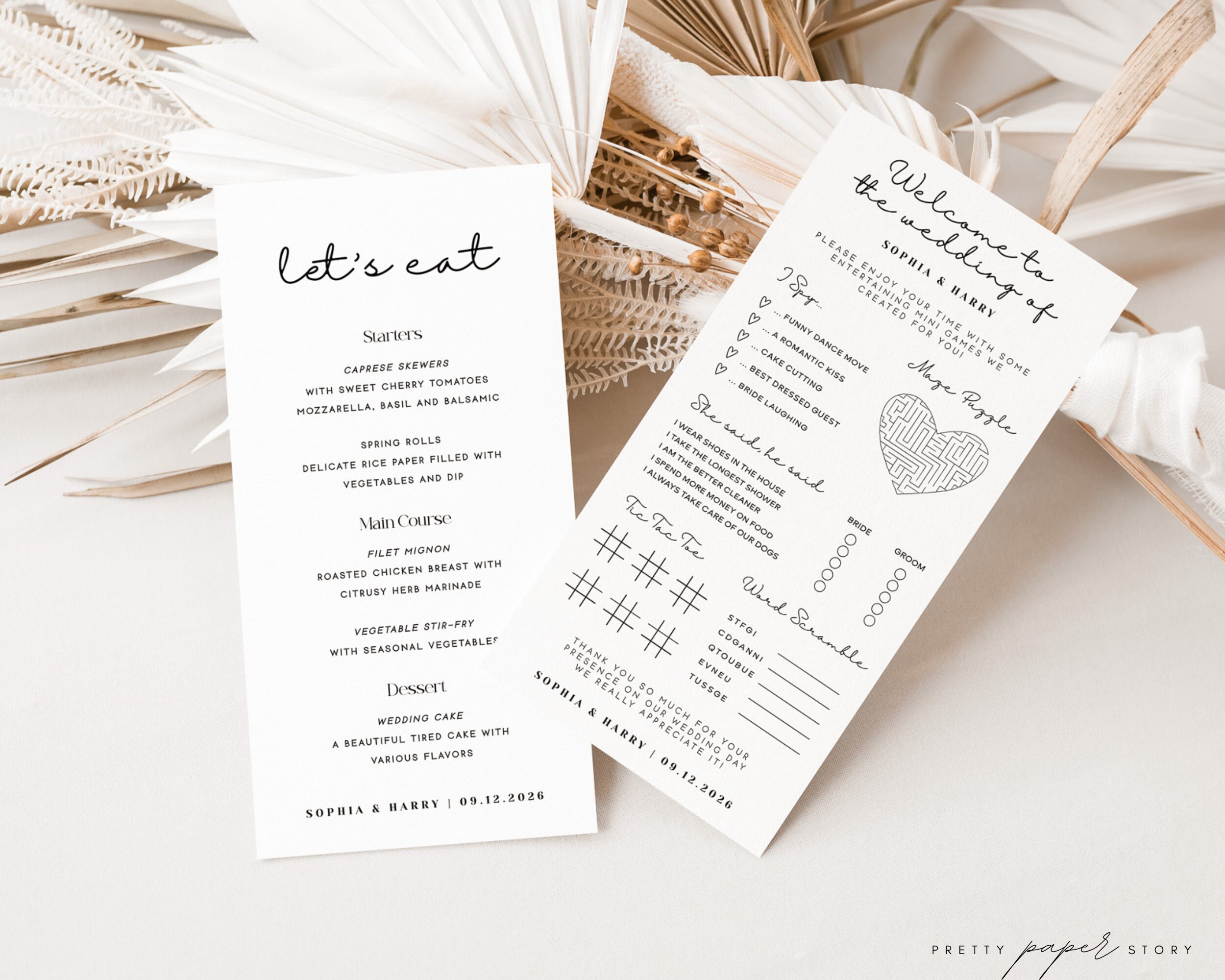 Wedding Menu With Table Games, Menu Template Reception Game ...