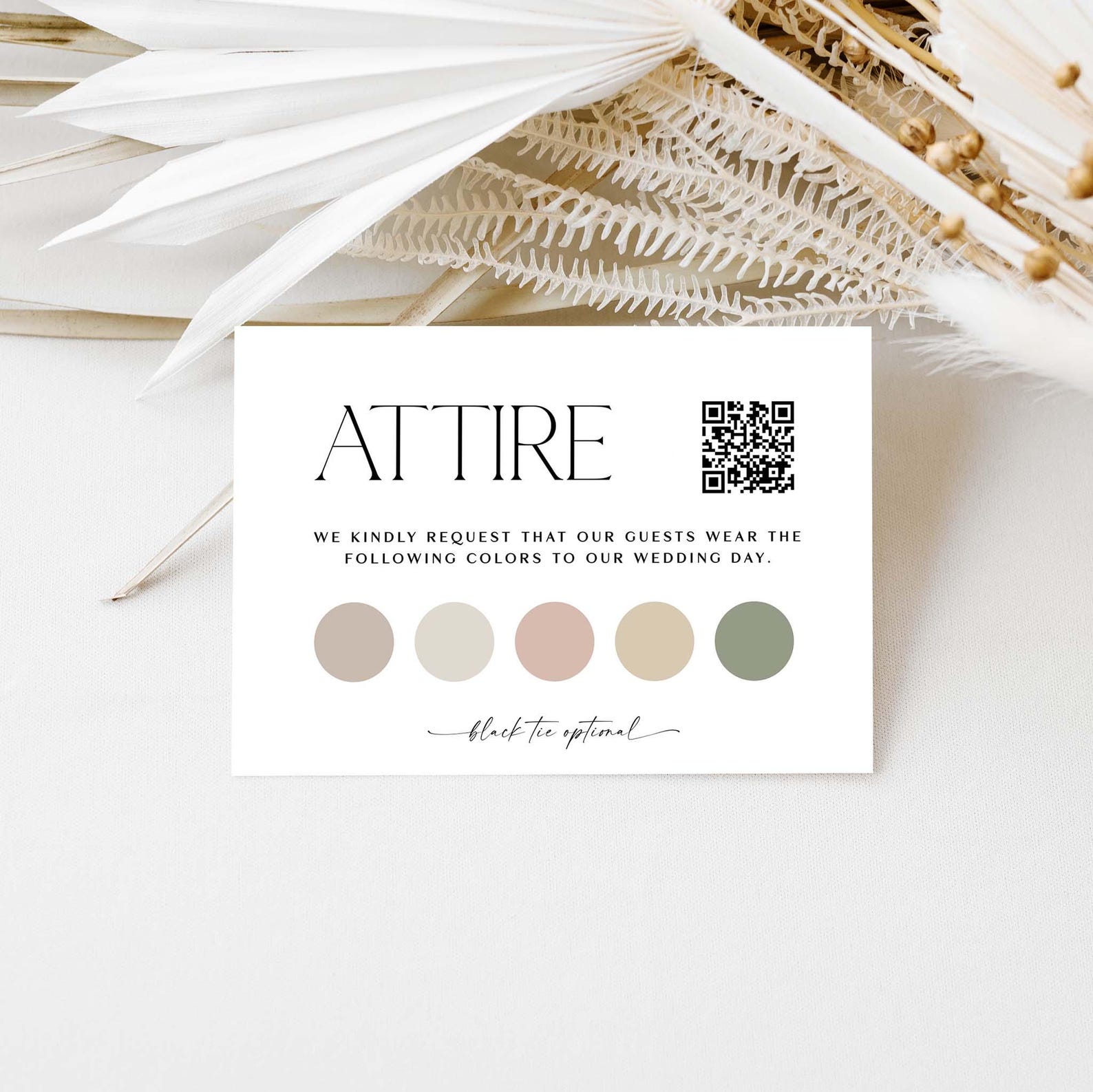 Wedding Dress Code Card Template, Attire Guide for Guests, Modern ...