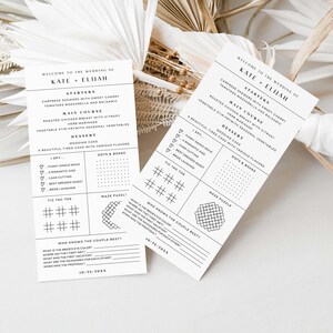 Modern Wedding Menu Game Sheet Template, Table Games for Adults ...
