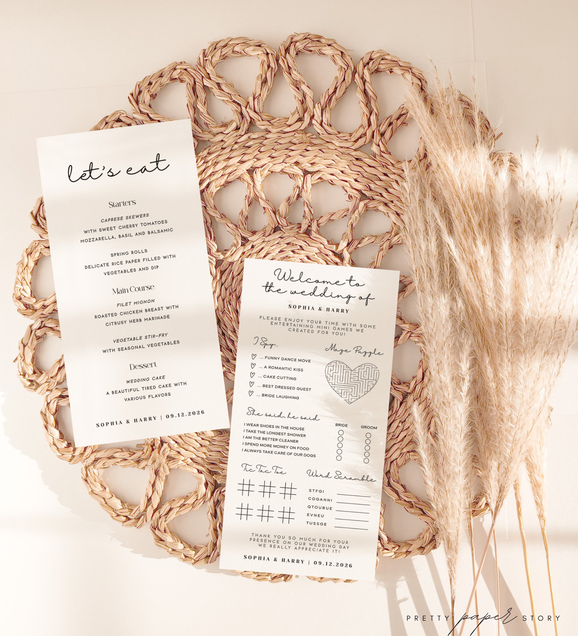 Wedding Menu With Table Games, Menu Template Reception Game ...