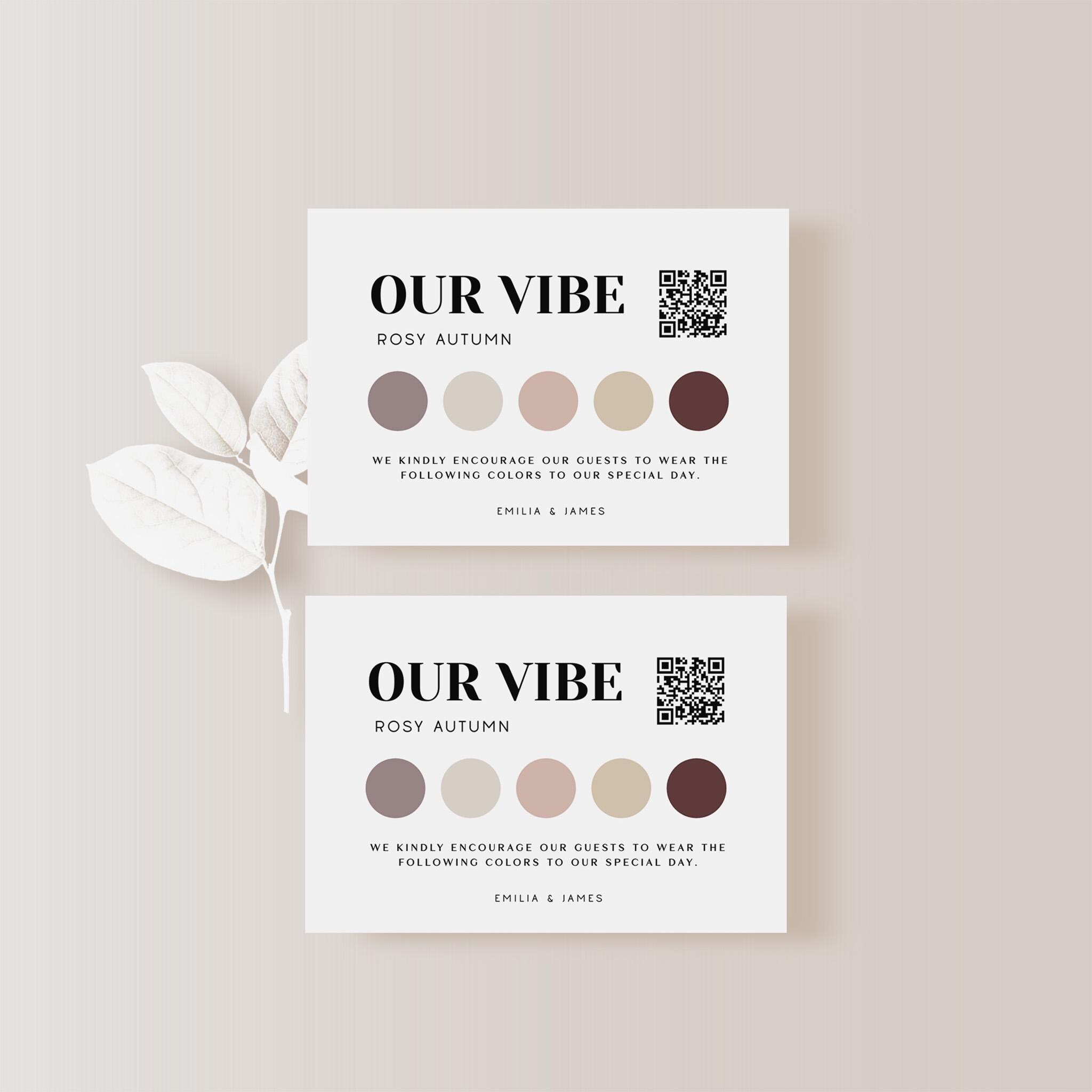 Boho Wedding Attire Card With QR Code, Color Palette Insert Card for ...