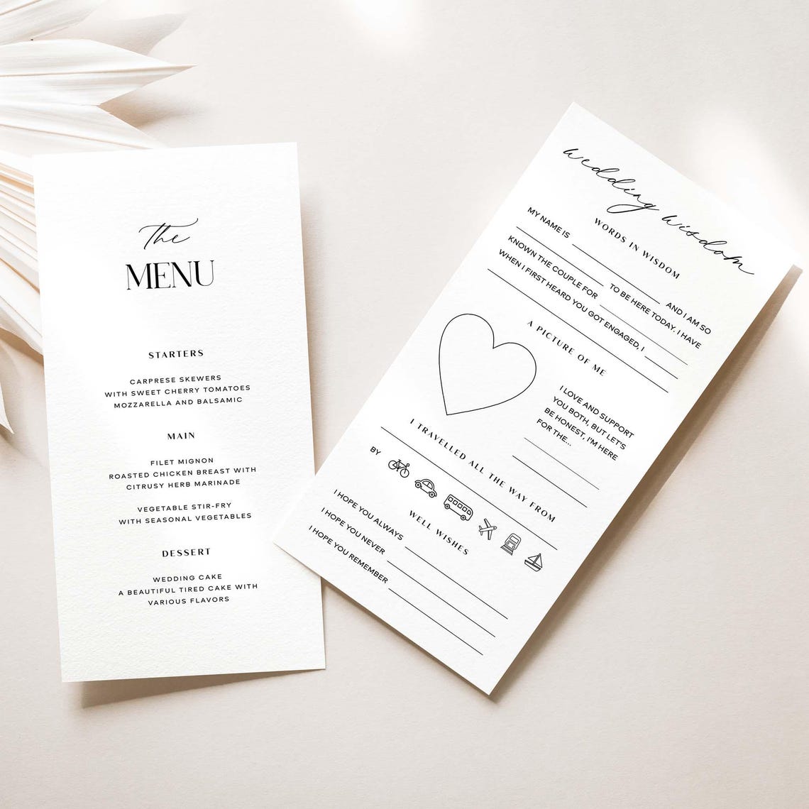 Minimalist Menu With Wedding Wisdom Template, Editable Entertaining ...