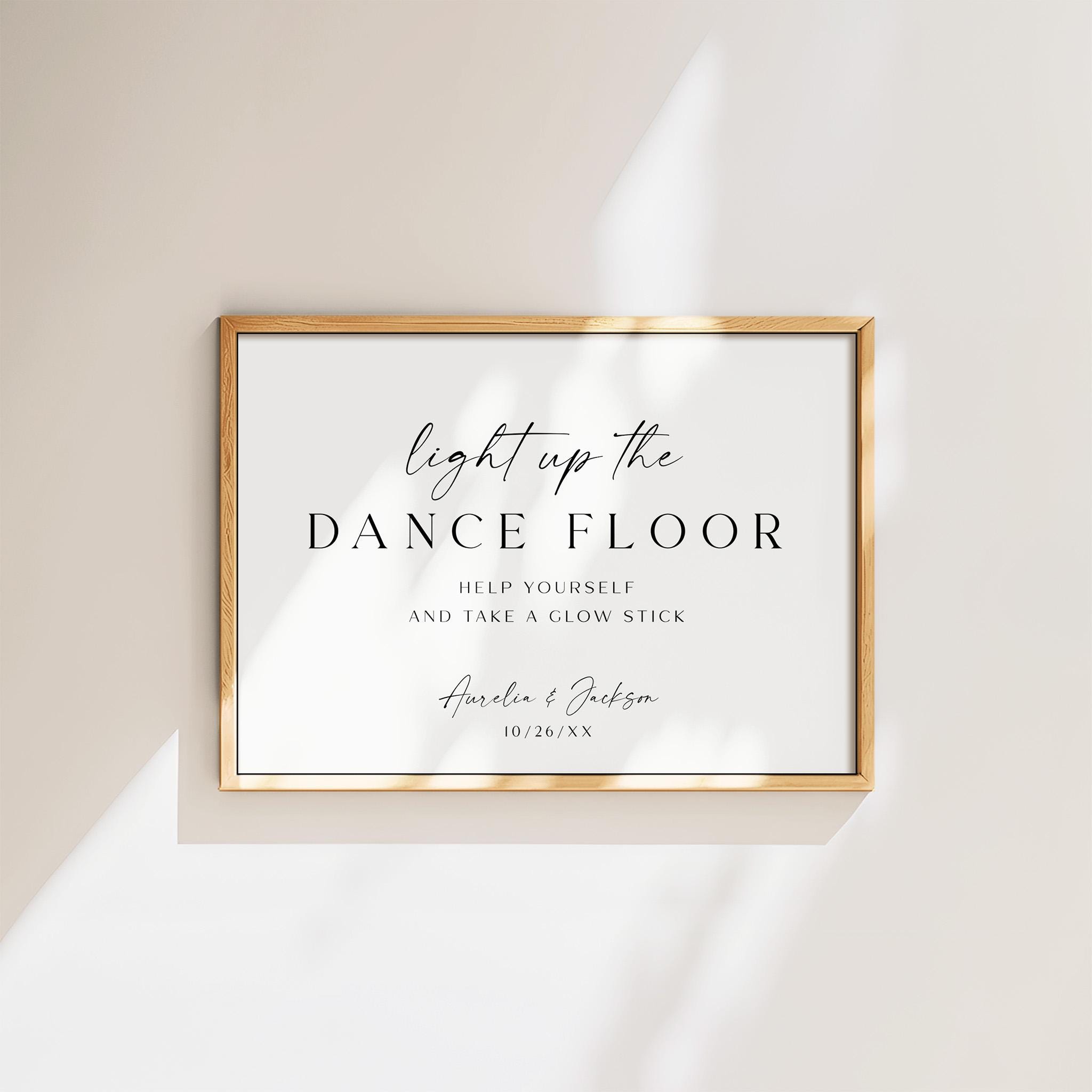 Wedding Glow Stick Sign, Light up the Dance Floor, Modern Minimalist Wedding, Glow Stick Sign ...