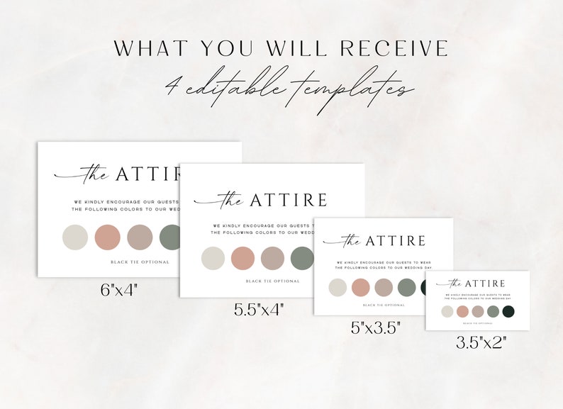 Editable Wedding Dress Code Insert Card, Modern Attire Card for Guests ...