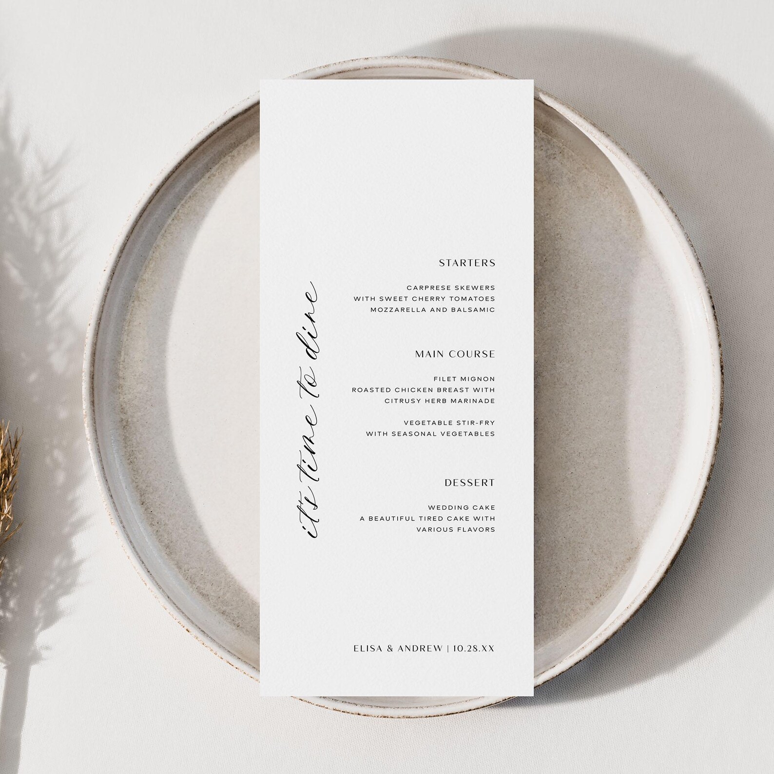 Editable Wedding Menu Template, Customizable DIY Buffet Card, Printable ...