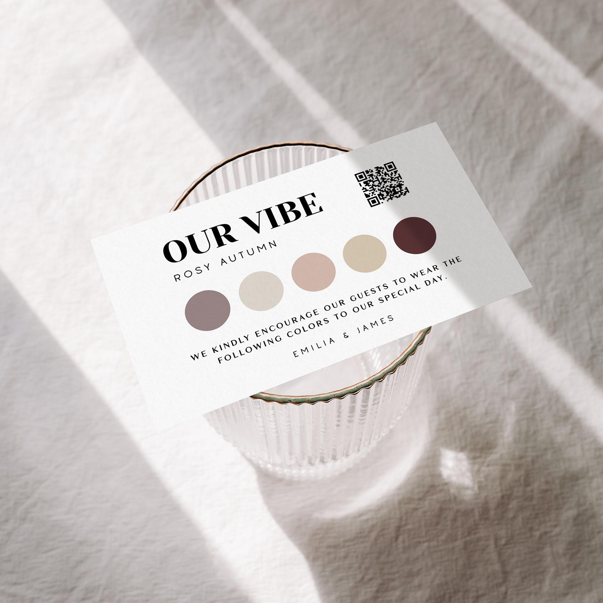 Boho Wedding Attire Card With QR Code, Color Palette Insert Card for ...