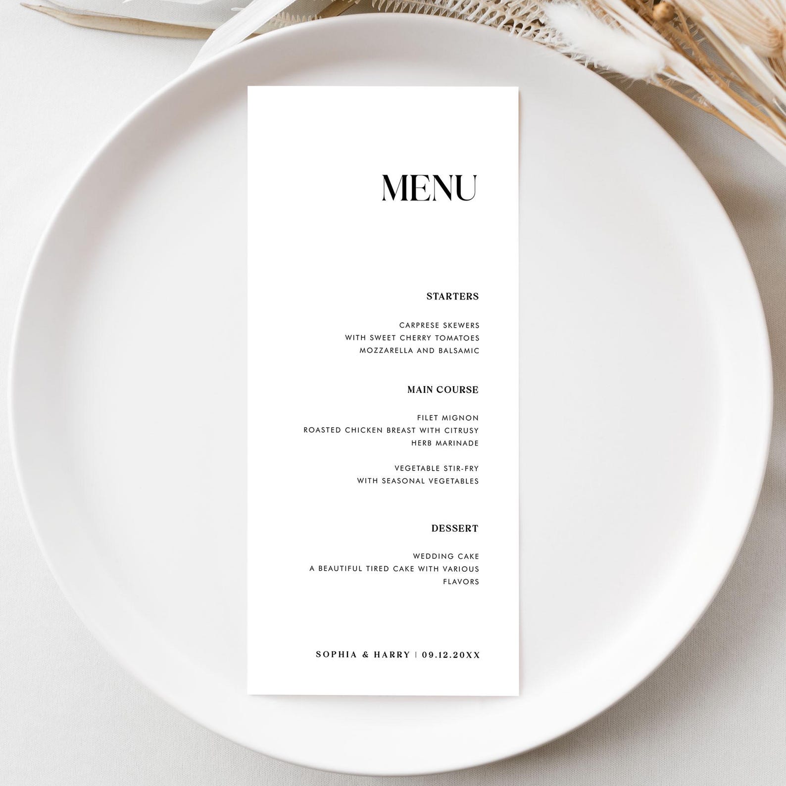 Editable Menu Dinner Card With Activity Games for Guests, Simple ...