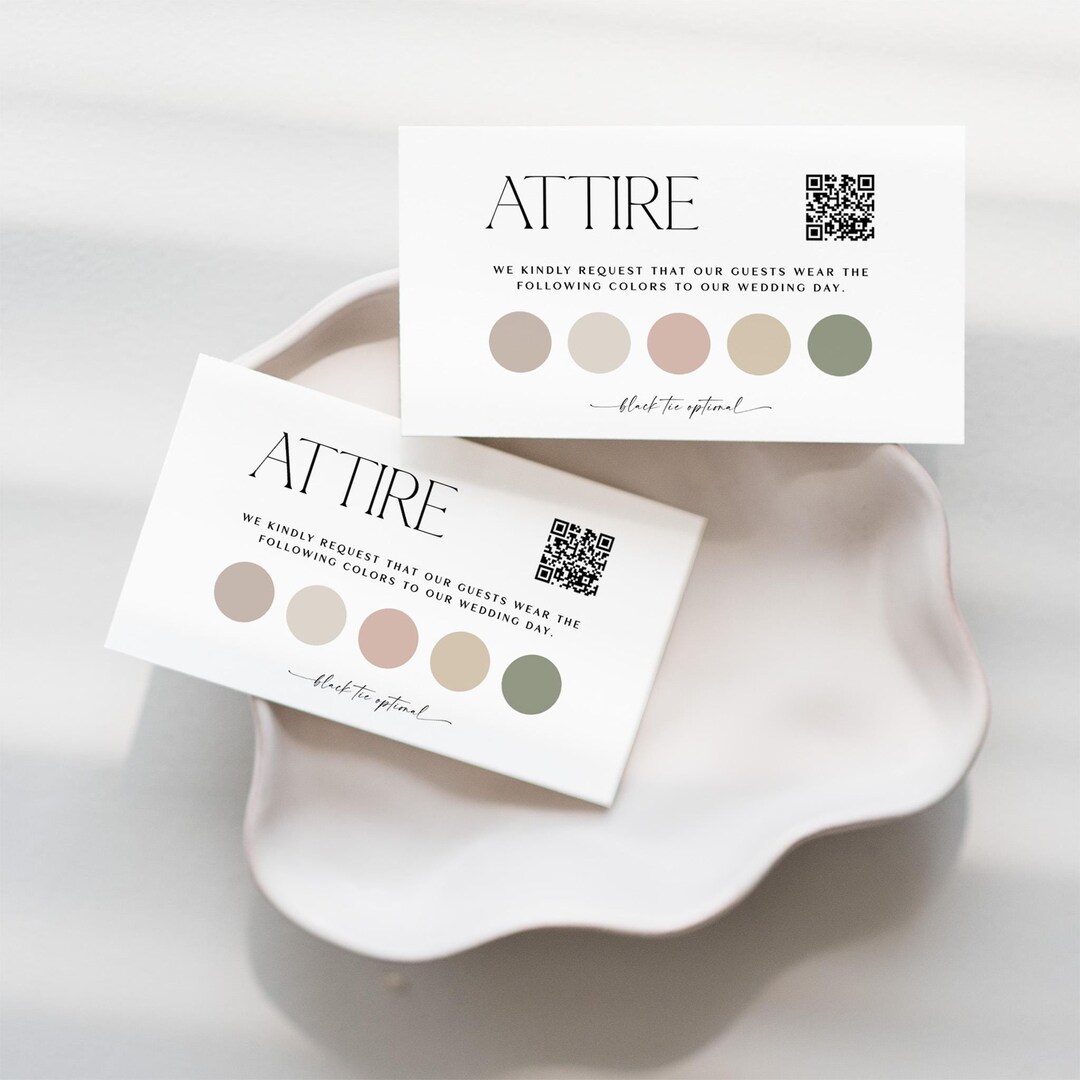 Wedding Dress Code Card Template, Attire Guide for Guests, Modern ...