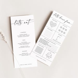 Minimalist Menu Template With Table Games, Activity Sheet, Table Games ...