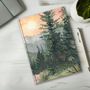 Forest Journal, Watercolor Forest Notebook, Evergreen Forest Journal ...