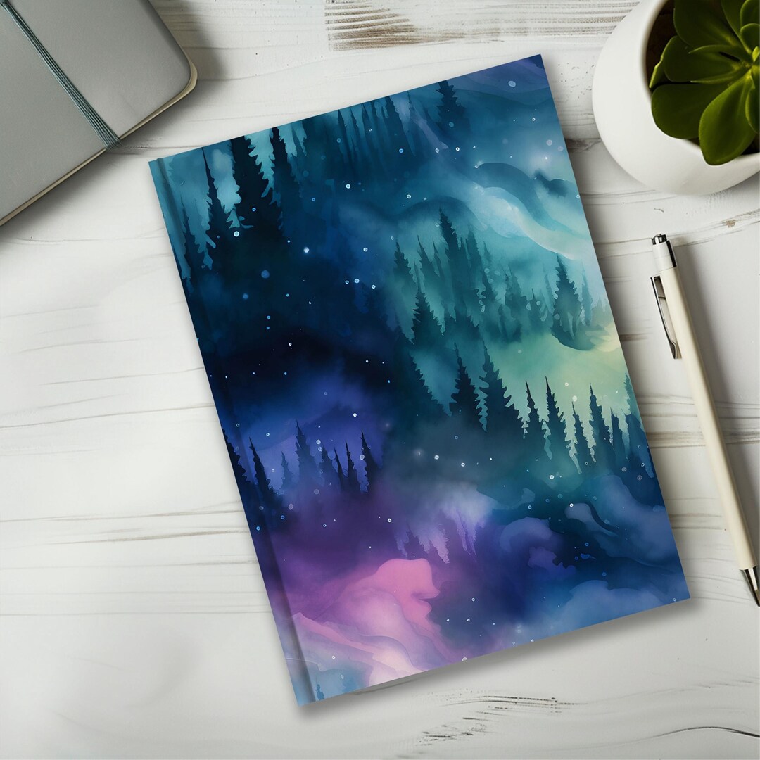 Aurora Night Sky Journal, Lined Notebook, Night Forest Notebook ...