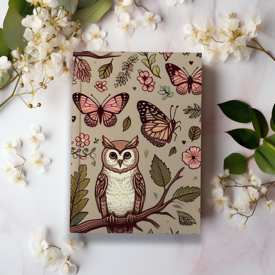 Owl Notebook, Owl Gift, Woodland Creatures Notebook, Hard Cover Journal ...