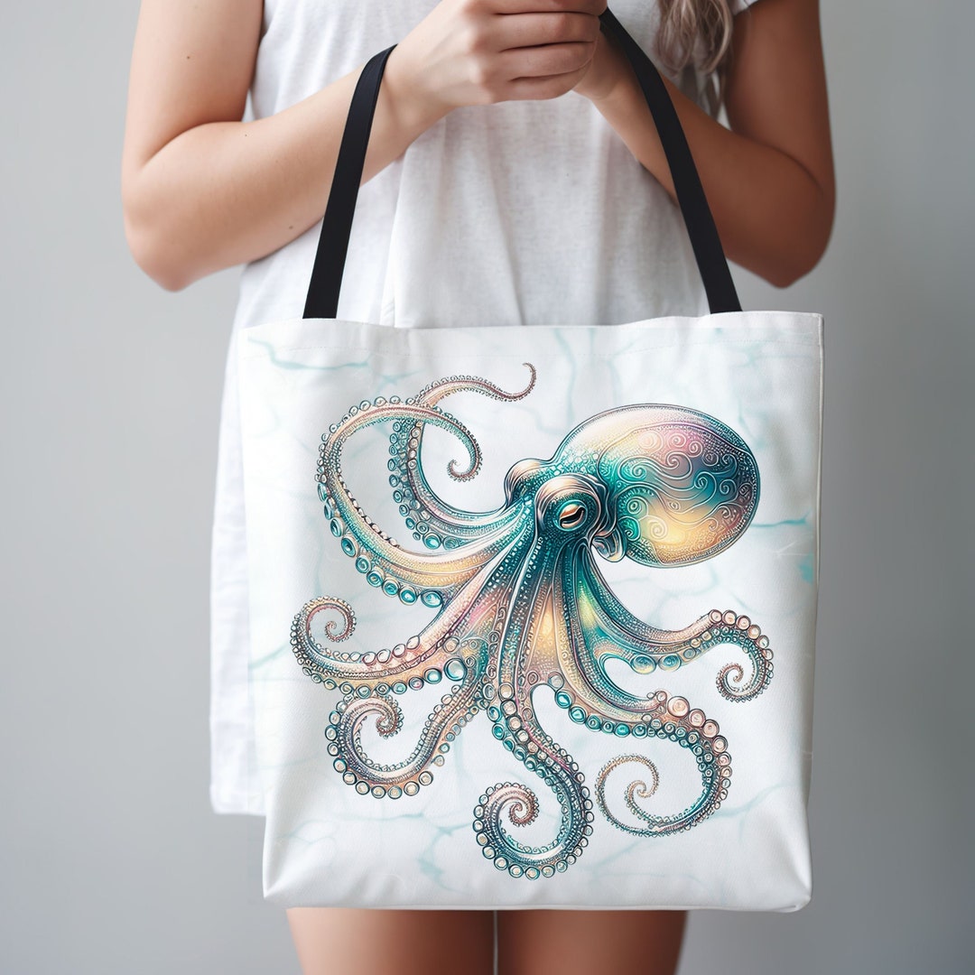 Octopus Tote Bag, Octopus Bag, Octopus Shoulder Bag, Tote Bag, Ocean ...