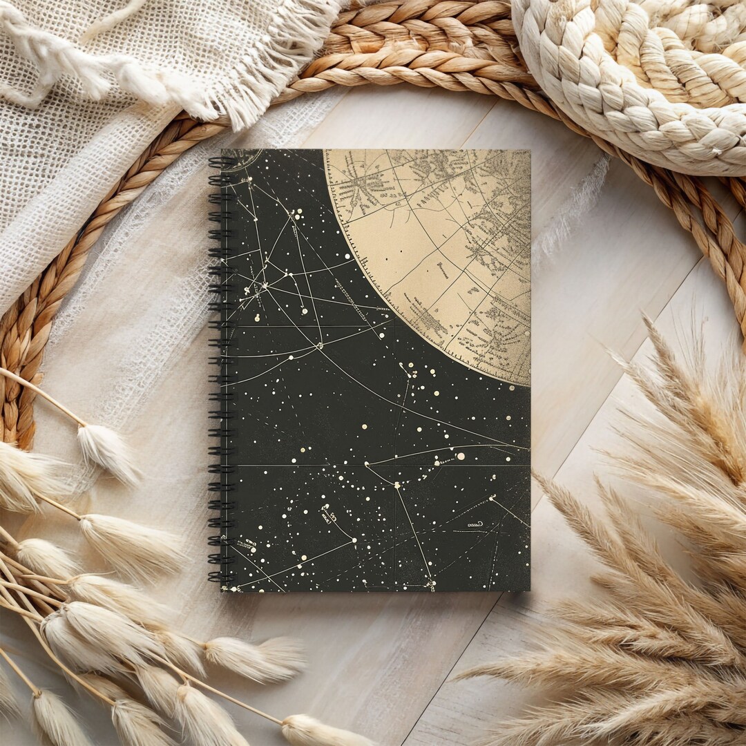 Spiral Notebook, Astronomy Spiral Notebook, Moon Journal, Night Sky ...