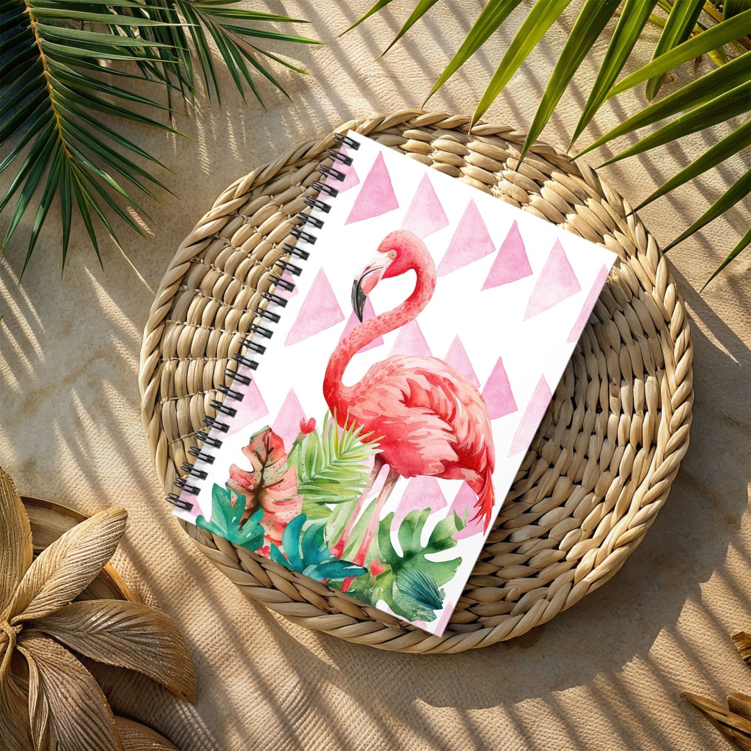 Flamingo Spiral Notebook, Writing Journal, Tropical Theme Notebook ...