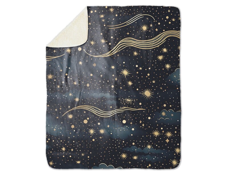 Dark Night Sky Blanket, Celestial Blanket, Dark Sky and Stars Blanket ...