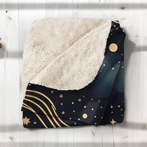 Dark Night Sky Blanket, Celestial Blanket, Dark Sky and Stars Blanket ...