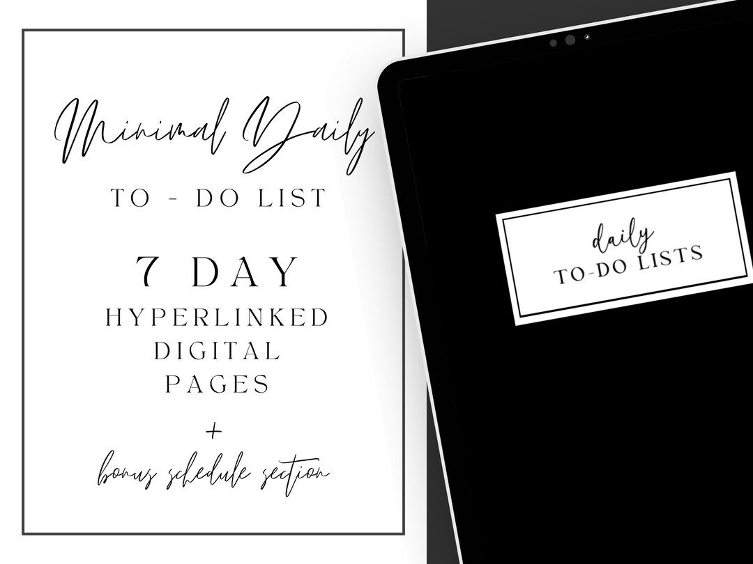 Minimal Digital Daily Black To-do List Simple Top Goals to Do List ...