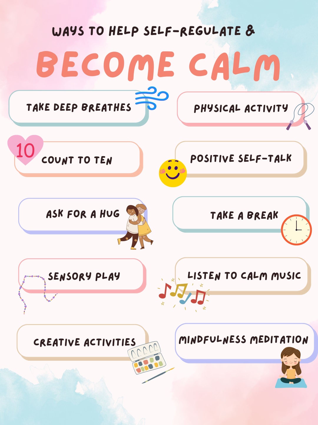 Calming and Self-regulating Chart for Kids - Etsy