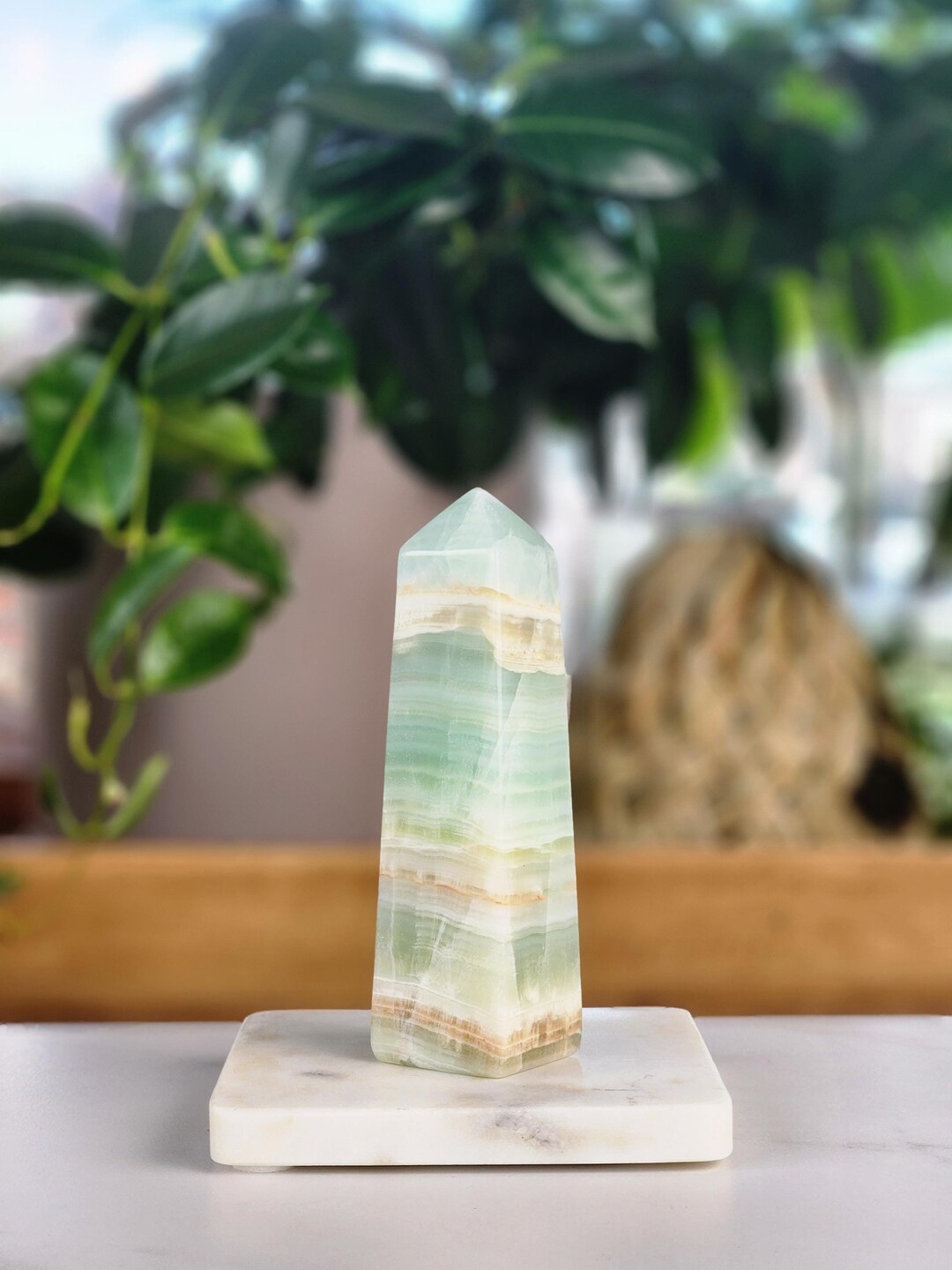 Pistachio Calcite Tower, Crystal Tower, Crystal Gifts, Natural Calcite ...