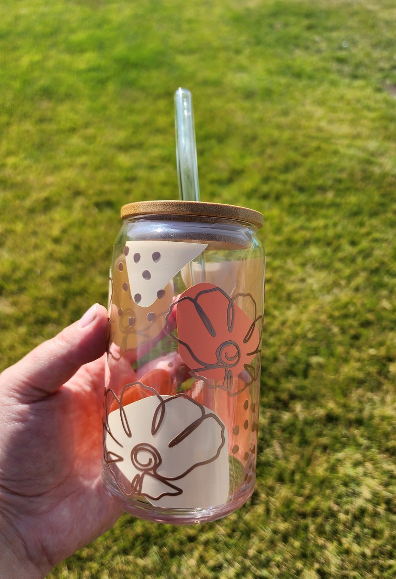 Boho Flower Glass Cup, Boho Flowers, Glass Cups, Flower Gifts, Coffee ...