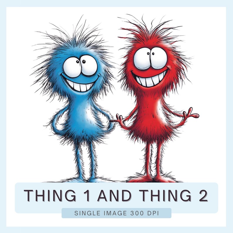 Thing 1 and Thing 2 PNG, SINGLE IMAGE, Transparent Background, High ...