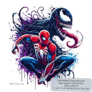 2 Spiderman and Venom PNG, Kids PNG, Cartoon PNG, High Quality 300 Dpi ...