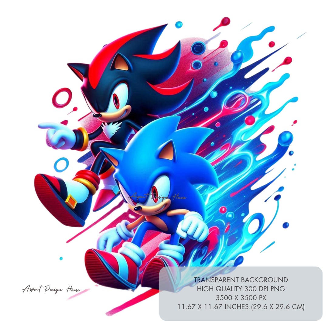 1 Shadow Sonic Clipart PNG, Sublimation Designs, High Quality 300 Dpi ...