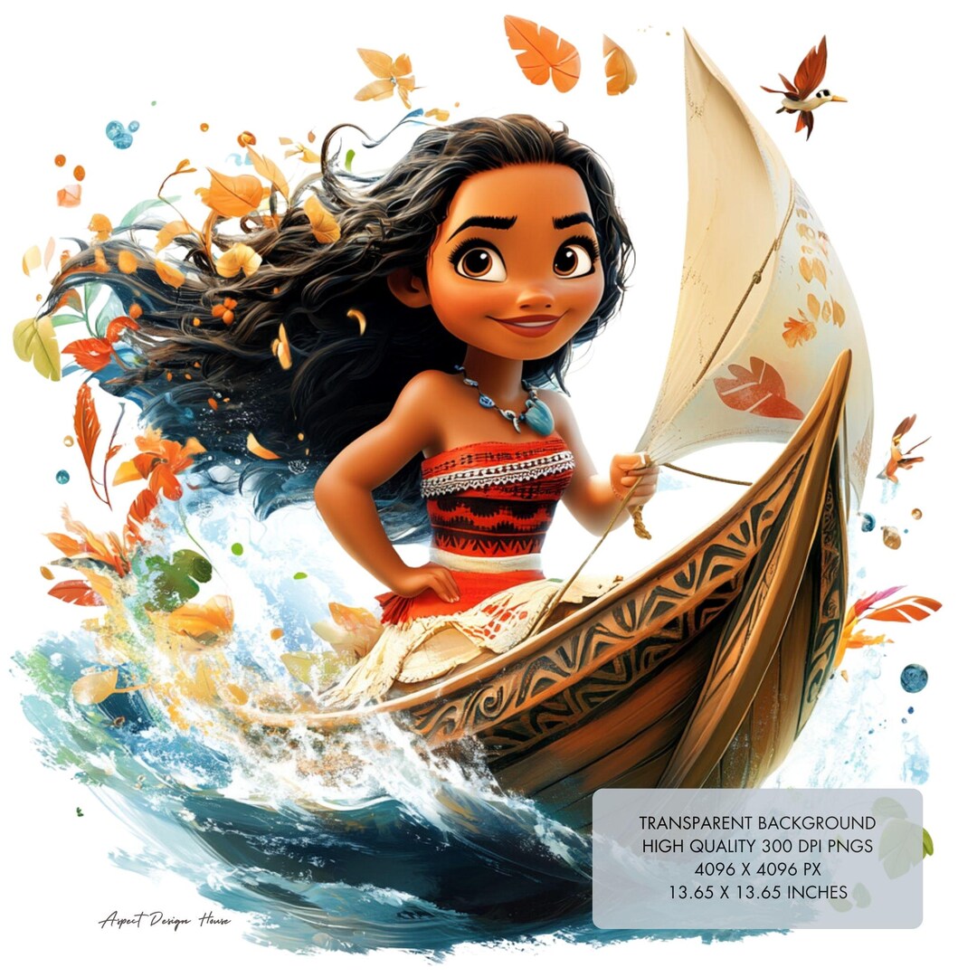 4 Moana Splash and Watercolor Design for Sublimation, PNG File High ...