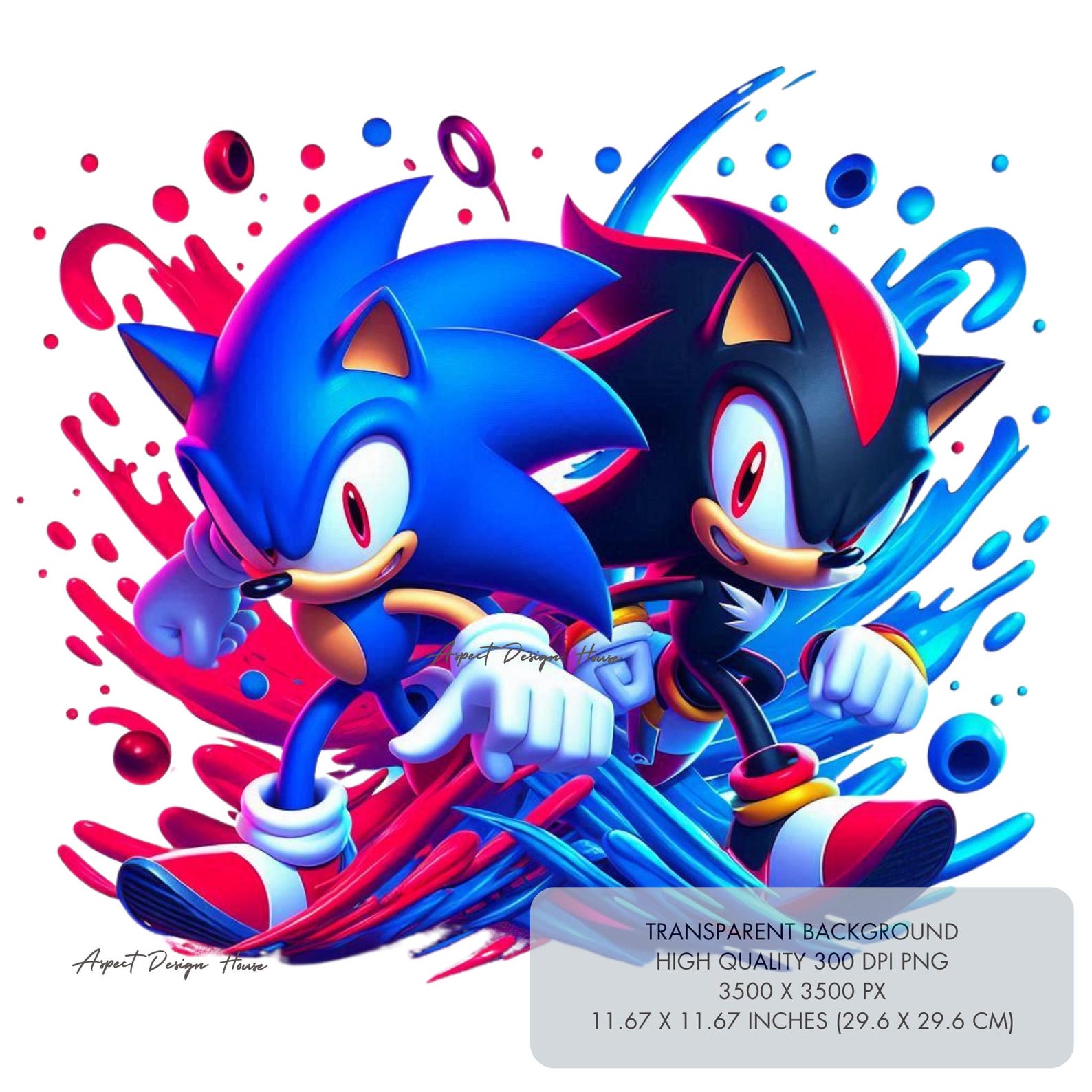 3 Shadow and Sonic PNG, Sublimation Designs Clipart, High Quality 300 ...