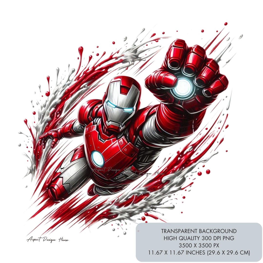 1 Iron man PNG, Superhéroe PNG, Diseños de sublimación de alta calidad ...
