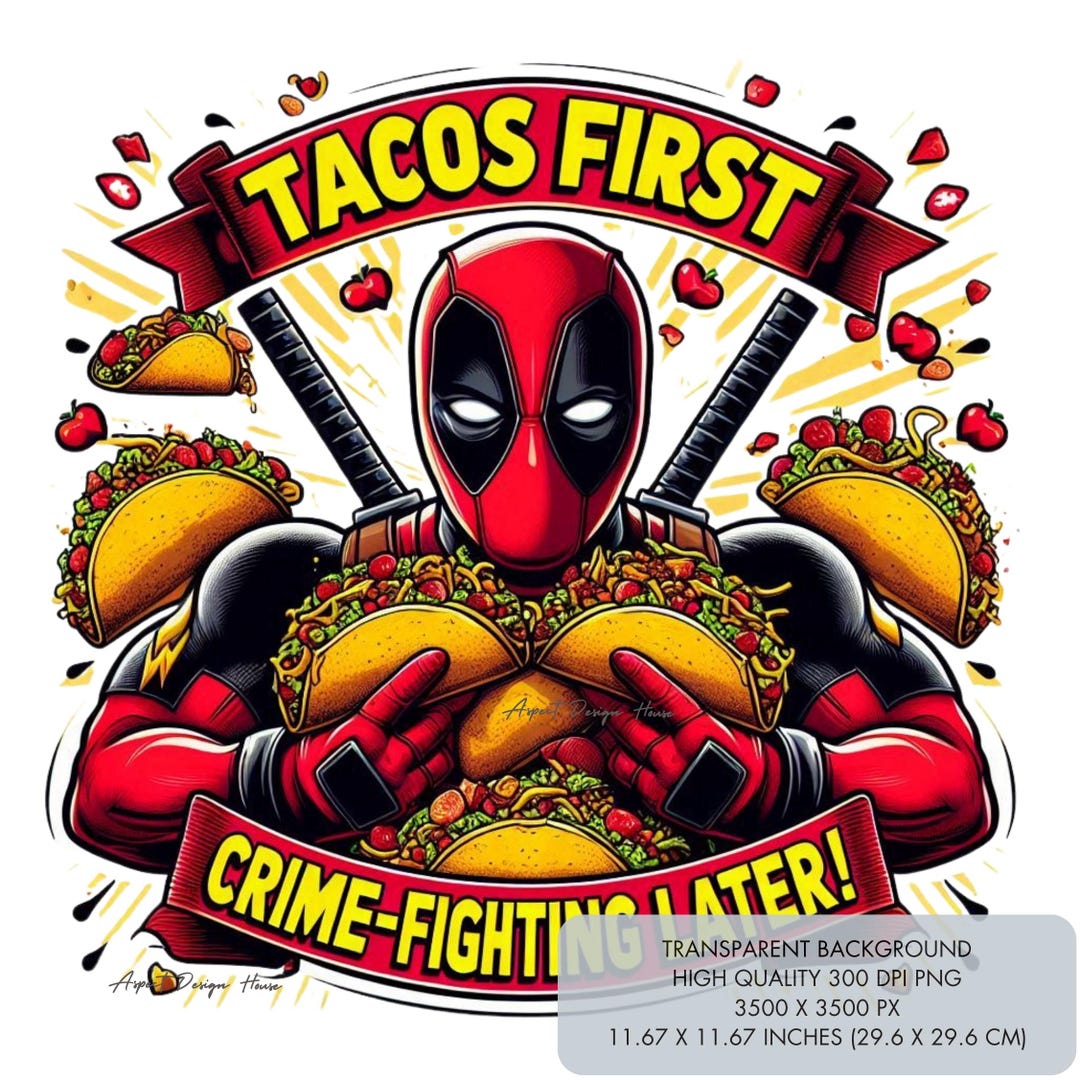 1 Funny Tacos Deadpool PNG Sublimation Design, Clipart Superhero ...