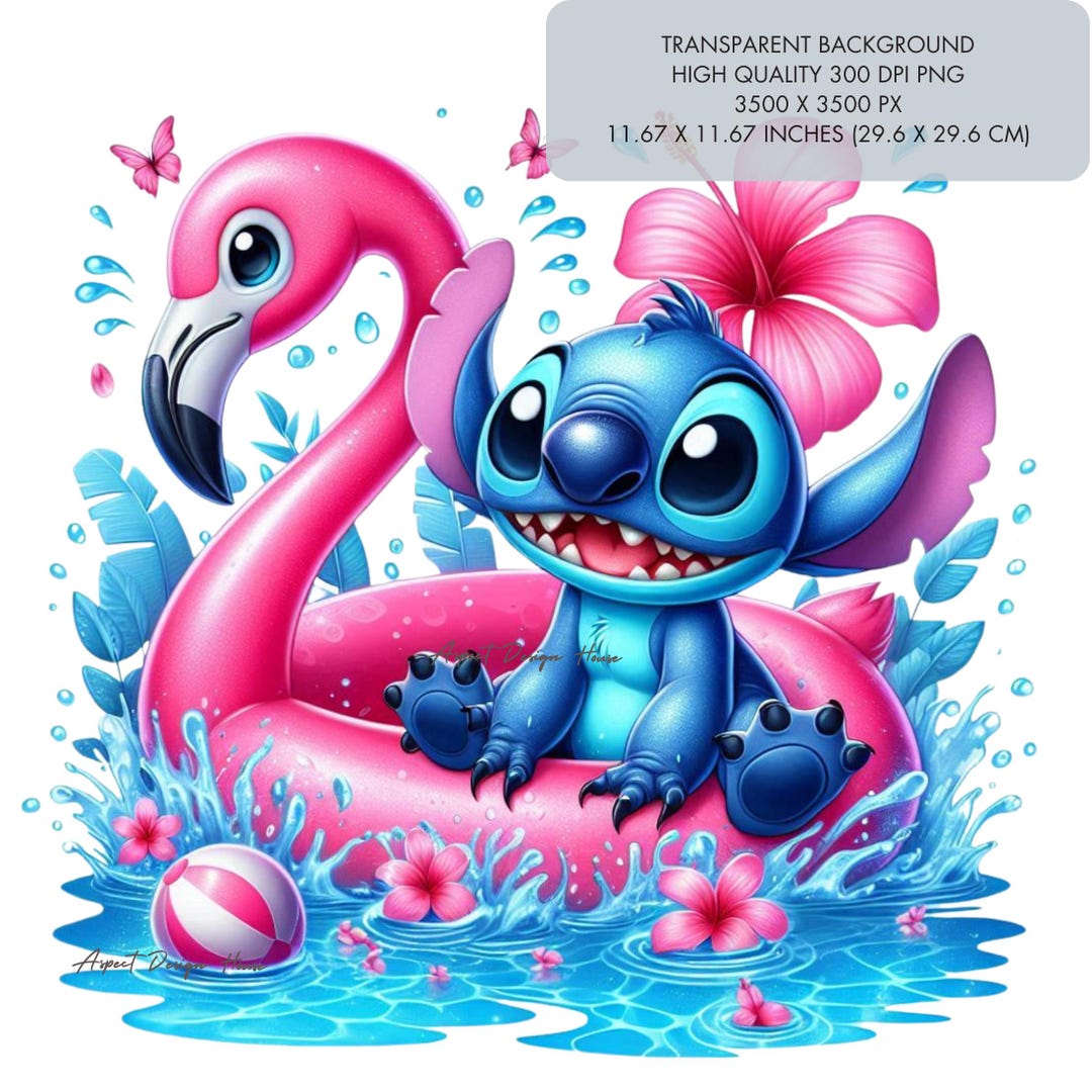 3 Flamingo Stitch PNG Clipart, Sublimation Design Summer High Quality ...