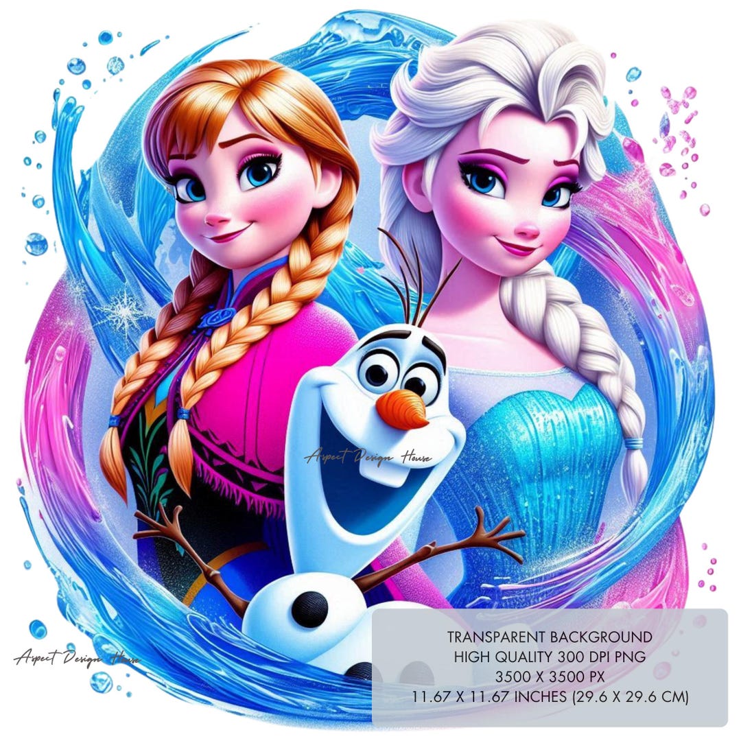 3 Frozen PNG, Elsa Anna Olaf High Quality 300 Dpi Sublimation Designs ...