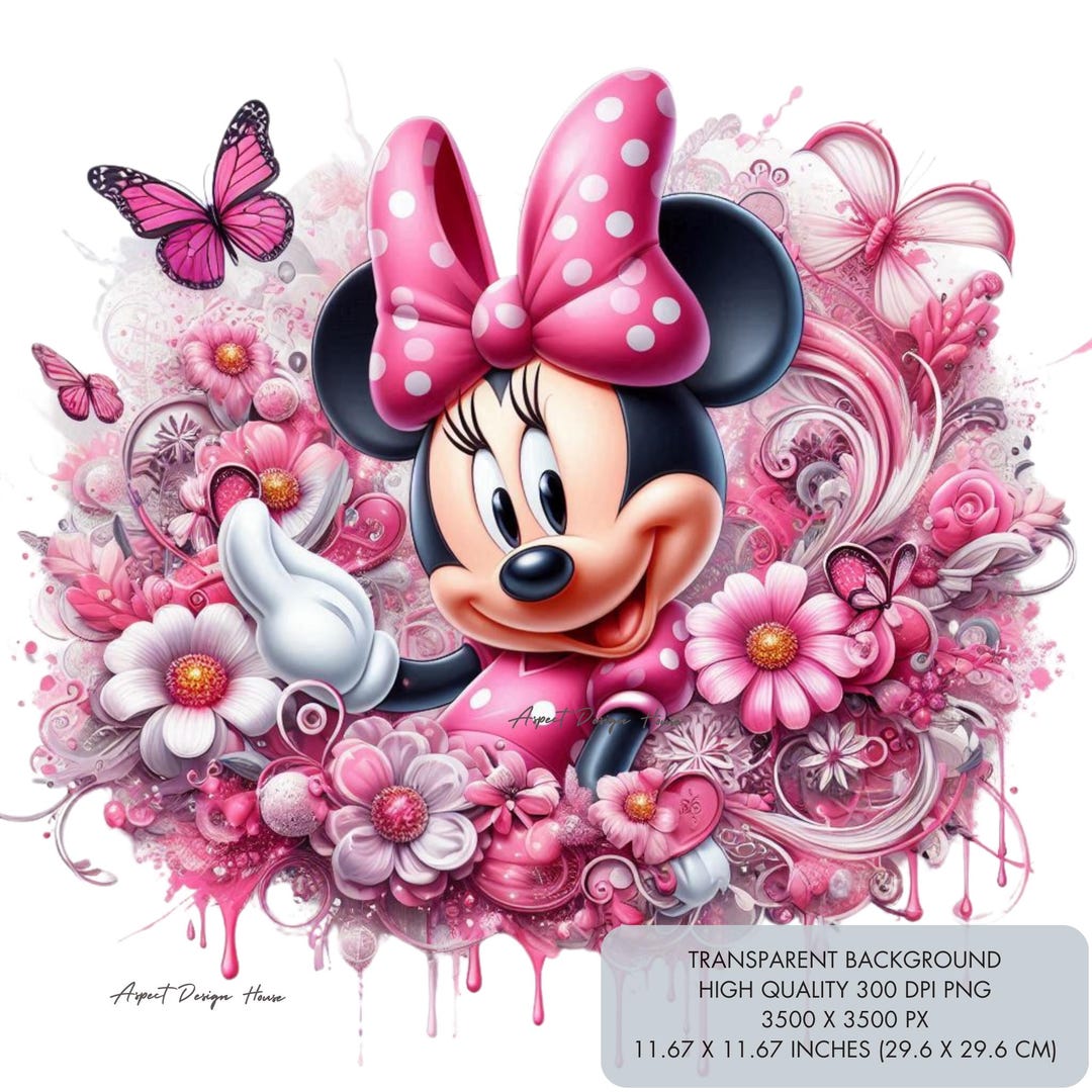Pink Minnie Mouse Cartoon PNG Clipart, Sublimation Designs (digital ...