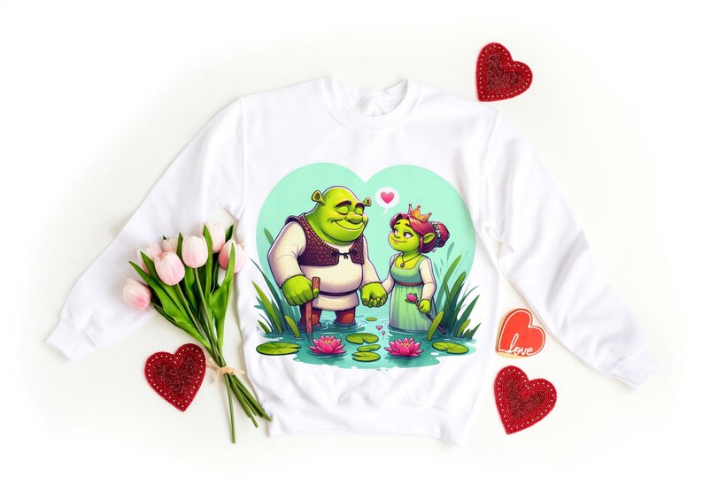 3 Shrek and Fiona Chibi PNG, Kids Valentine's Day PNG, Sublimation ...