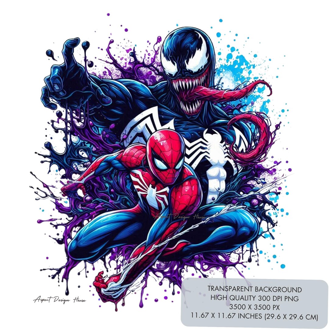 2 Spiderman and Venom PNG, Kids PNG, Cartoon PNG, High Quality 300 Dpi ...