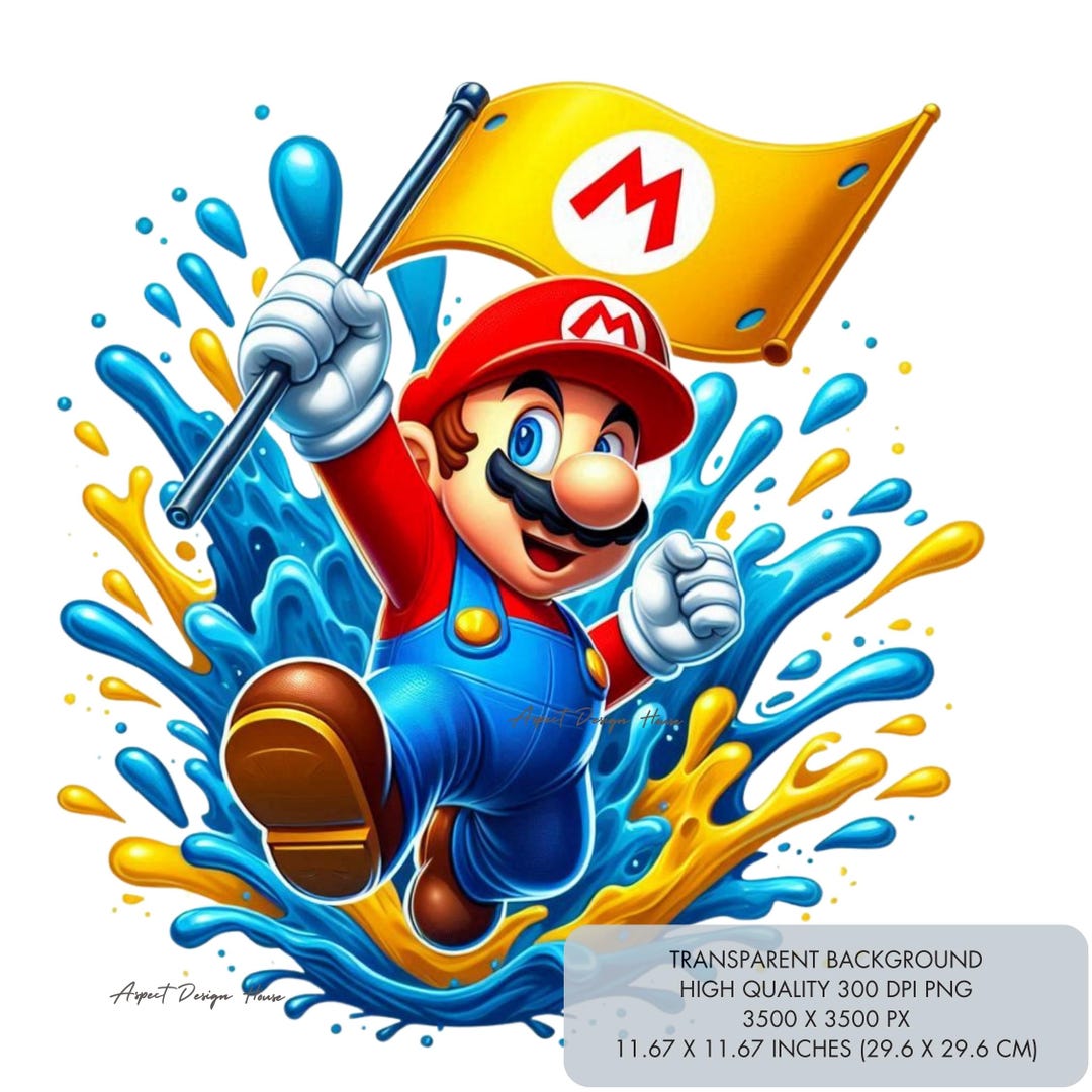 3 Winning Flag Mario PNG Sublimation Design, High Quality 300 Dpi ...