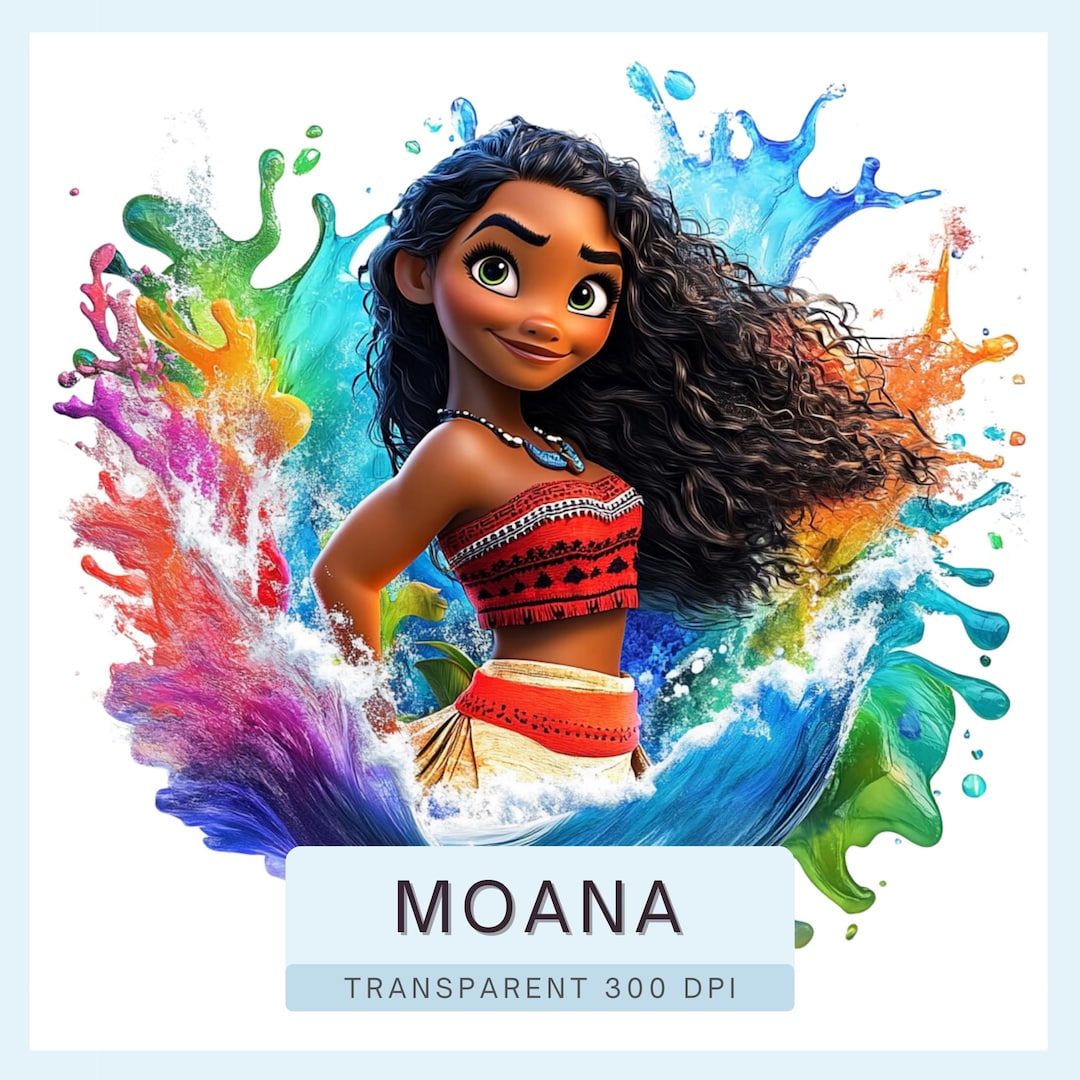 4 Moana PNG Clip Art, Splash and Watercolor for Sublimation ...