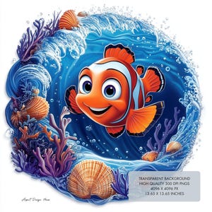 4 Finding Nemo Splash and Watercolor Design for Sublimation, PNG High ...