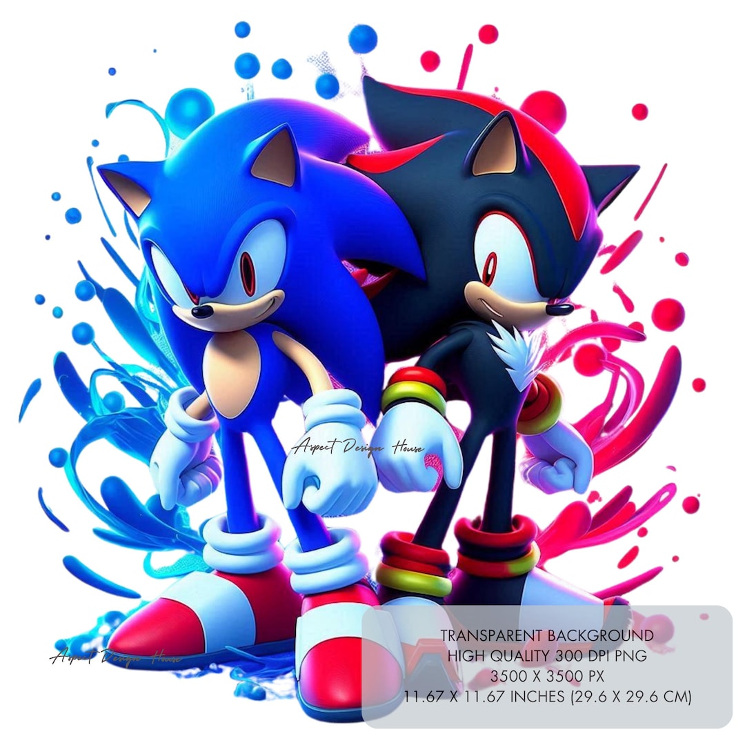 4 Sonic and Shadow PNG, Sublimation Designs Clipart, High Quality 300 ...