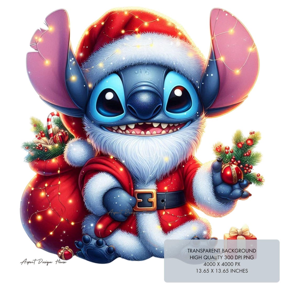 1 Stitch PNG, Stitch Christmas PNG, Santa Stitch PNG Sublimation ...
