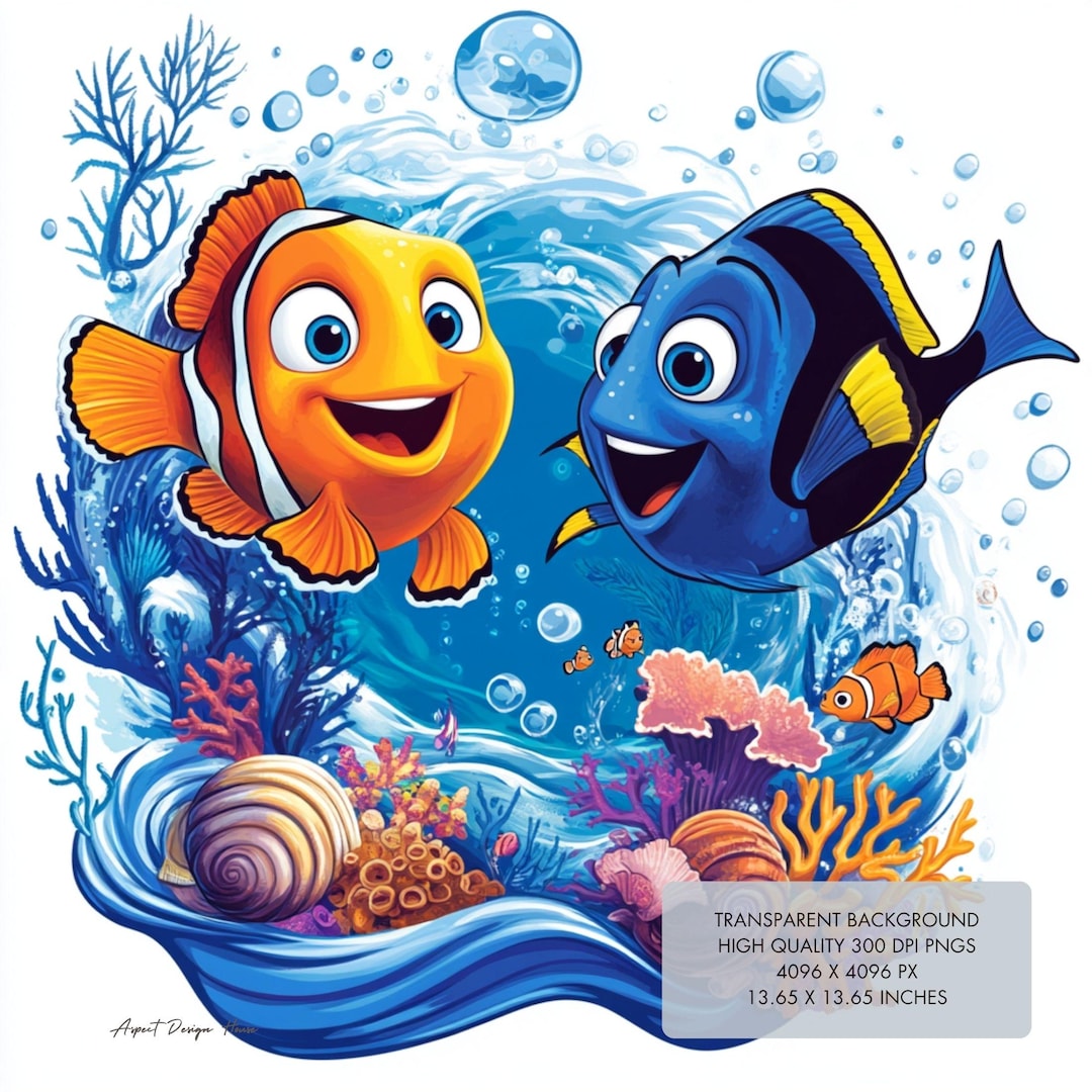 4 Finding Nemo Splash and Watercolor Design for Sublimation, PNG High ...