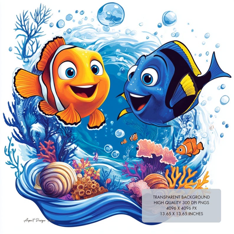 4 Finding Nemo Splash and Watercolor Design for Sublimation, PNG High ...