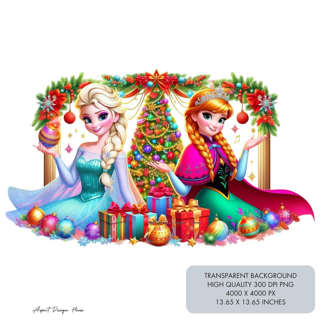 2 Elsa and Anna PNG, Christmas Frozen PNG Sublimation Designs ...