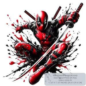 4 Deadpool PNG, Superhero PNG, High Quality 300 Dpi Sublimation Designs ...